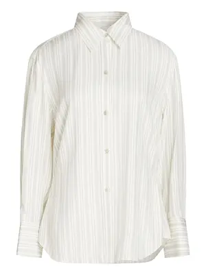 Vince Striped Silk-blend Twill Shirt - Ivory