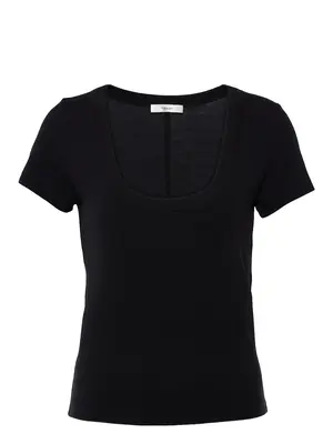 FRAME Ribbed Baby Tee Jersey Top - Black