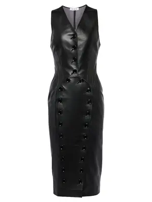 Alaïa Leather Midi Dress - Black
