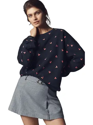 Kule KULE Oversized Allover Heart Sweatshirt Blue