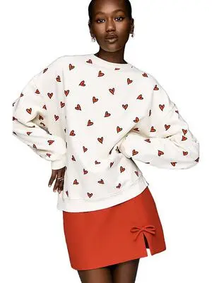 Kule KULE Oversized Allover Heart Sweatshirt White/red Hearts
