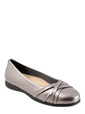Trotters Daphne Leather Flats - Pewter