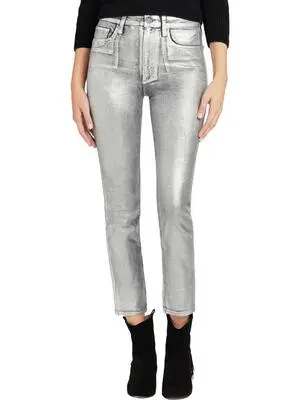 JOE'SJEANS Joe's Jeans The Luna Metallic High-Rise Ankle Straight Leg Jeans