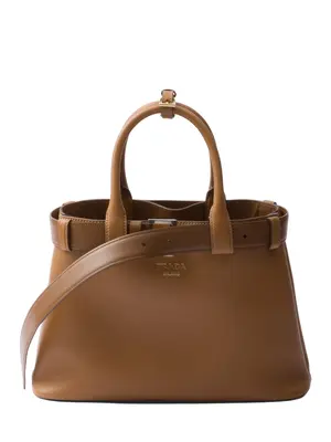 Prada Buckle Leather Handbag - Caramel