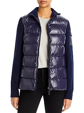 Moncler Padded Wool Puffer Cardigan Navy