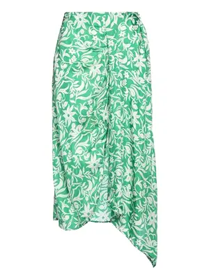 Maje Midi Flared Skirt - Green