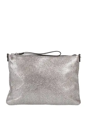 GIANNI CHIARINI Leather Wristlet Bag - Silver