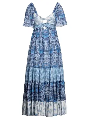 Sandro Maxi Dress In Linen And Viscose - Blue