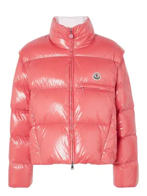 Moncler Almo Convertible Appliquéd Quilted Glossed-shell Down Jacket - Pink