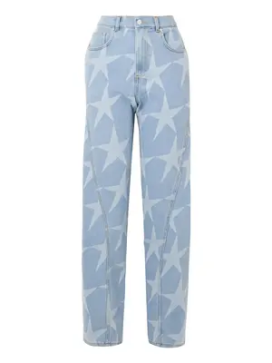 MUGLER Printed Boyfriend Jeans - Blue