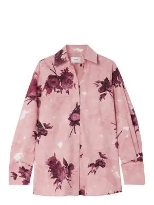Erdem Floral-print Cotton-poplin Shirt - Pink