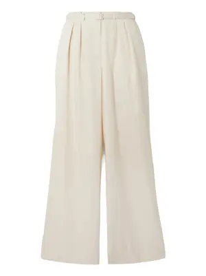 JOSEPH Tunis Belted Wide-leg Pants - Cream