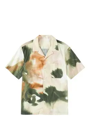 Closed Abstract-pattern Short-sleeve Cotton Shirt - Green