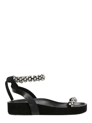 Isabel Marant Mellan Crystal-embellished Suede Sandals - Black