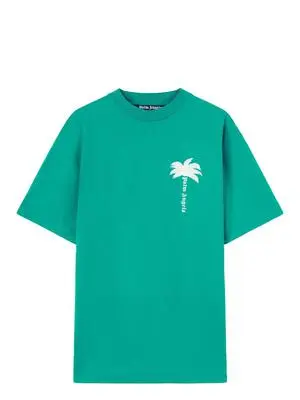 Palm Angels Palm Tree-print Cotton T-shirt - Green