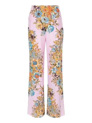 Etro Floral-print Straight-leg Trousers - Pink