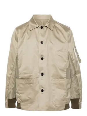 Sacai Panelled Twill Shirt Jacket - Neutrals