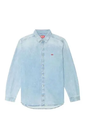 DIESEL D-simply Logo-embroidered Denim Shirt - Blue