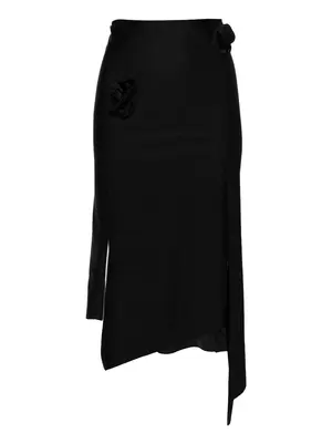 Coperni Floral-appliqué Asymmetric Midi Skirt - Black