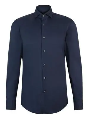 BOSS Spread-collar Poplin Shirt - Blue