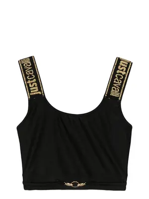 Just Cavalli Logo-plaque Cropped Top - Black