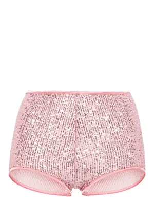 Alchemy Fashions X Lia Aram Sequin-embellished High-rise Shorts - Pink