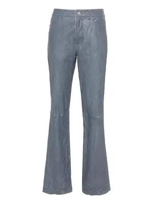 Zadig&Voltaire Straight-leg Crinkled-leather Trousers - Blue