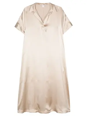 Eleventy Satin Silk Midi Dress - Neutrals
