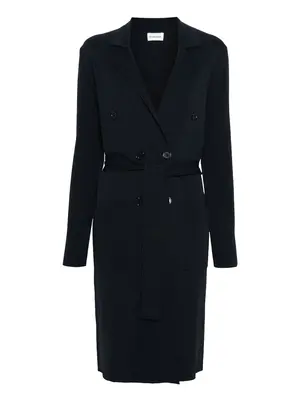 P.a.r.o.s.h Knitted Double-breasted Midi Coat - Blue