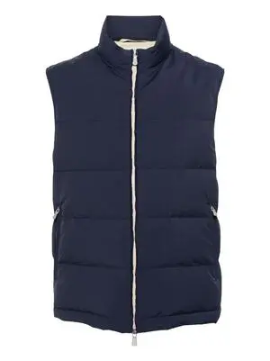 Eleventy Zip Quilted Gilet - Blue