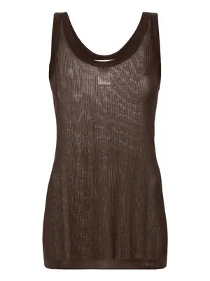 LEMAIRE Fine-ribbed Tank Top - Brown