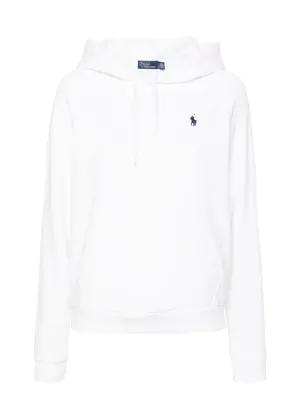 Polo Ralph Lauren Embroidered-logo Jersey Hoodie - White