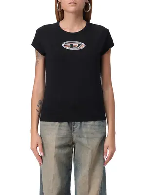 DIESEL Cotton T-Shirt With Logo Detail Black 2