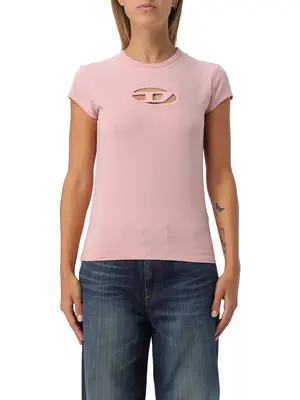 DIESEL Cotton T-Shirt With Logo Detail Pink