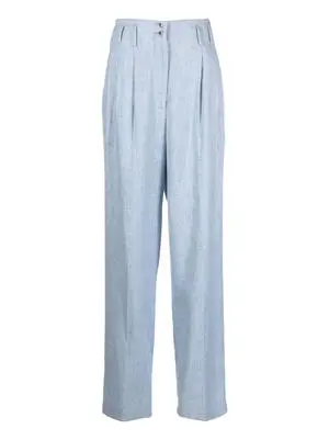 GENNY Pleat-detail Wide-leg Trousers - Blue