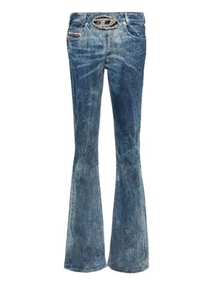 DIESEL Gem-logo Buckle Flared Jeans - Blue