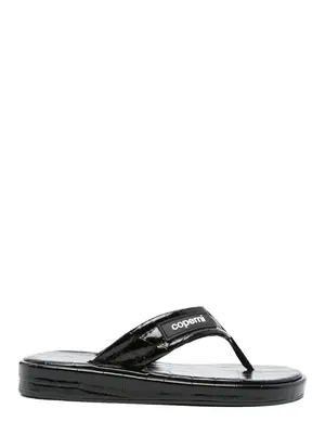 Coperni Crocodile-embossed Leather Flip Flops - Black