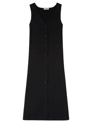 JIL SANDER V-neck Knitted Midi Dress - Black