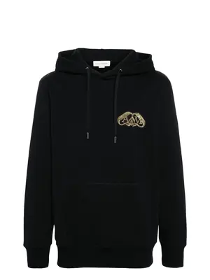 Alexander McQueen Half Seal Logo Cotton Hoodie - Black