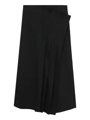 Y’s Asymmetric Poplin Midi Skirt - Black