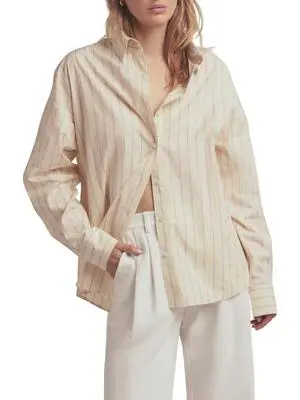 FAVORITE DAUGHTER Stripe Cotton Button-up Shirt - Cream/white