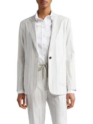 Eleventy Pinstripe Single-breasted Blazer - Ivory