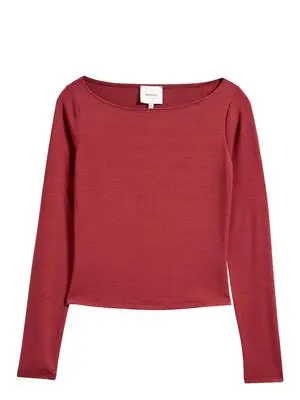 REFORMATION Wiley Ballet Neck Long Sleeve Top - Chianti