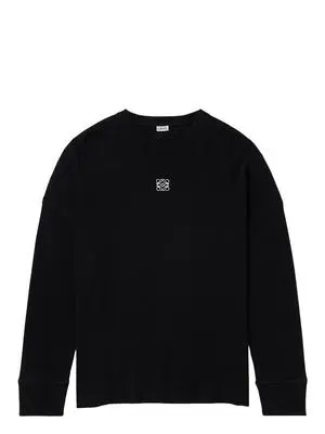 Loewe Oversized Logo-embroidered Ribbed Cotton T-shirt - Black