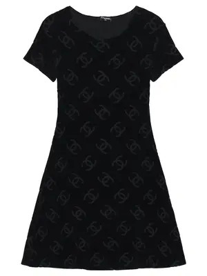 Chanel Velour Cc Dress - Black