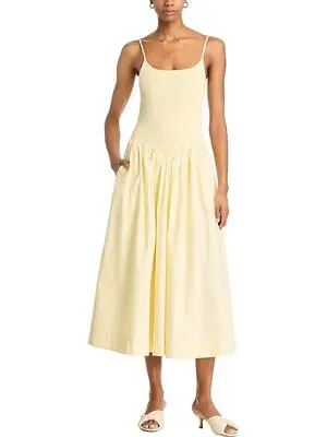 LUCY PARIS Hazel Smocked Dropped Waist Dress - Yellow
