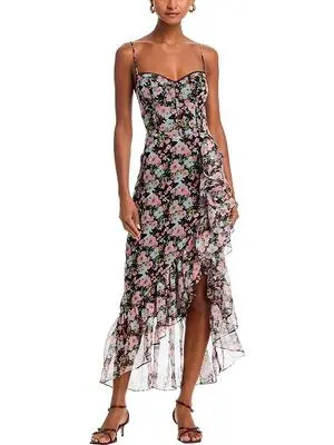 Astr The Label Brisbane Floral High-low Dress - Black Red Floral