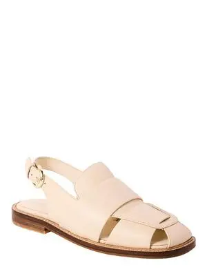 Free People Libby Square Toe Slingback Fisherman Sandals - Chalk
