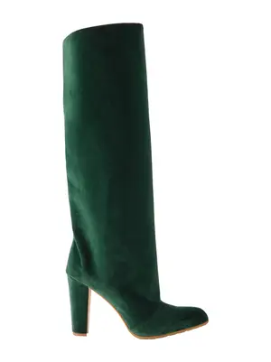 Manolo Blahnik Garder 45 Velvet Knee Boots - Green