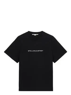 Stella McCartney Logo Oversized Cotton T-Shirt Black